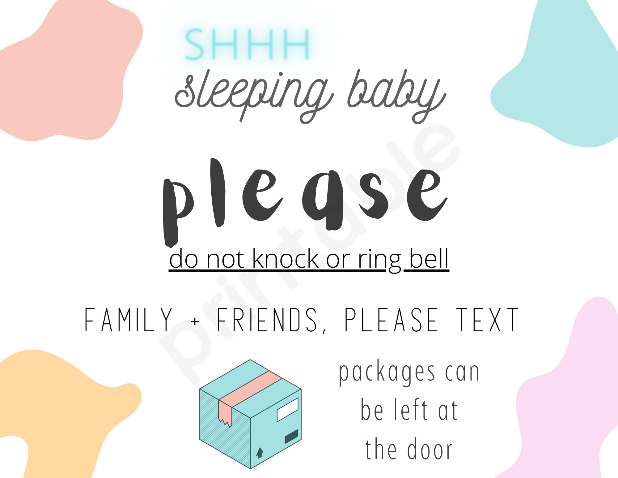 Printable Baby Sleeping Sign - Etsy