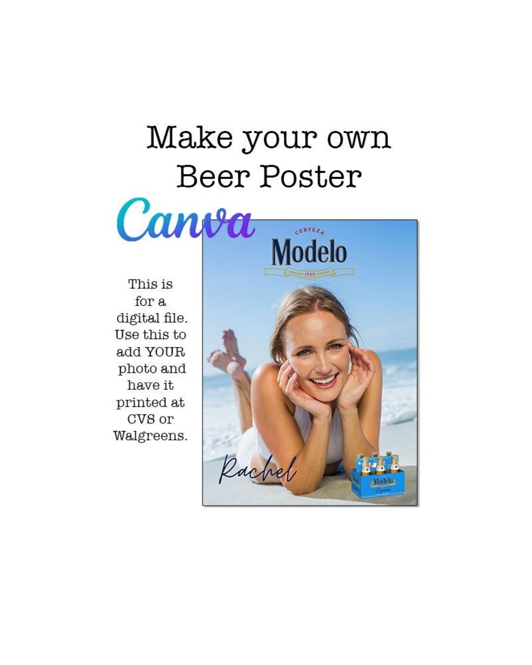 Modelo Digital Custom Beer Poster. Make Your Own Beer Poster, Gift for ...