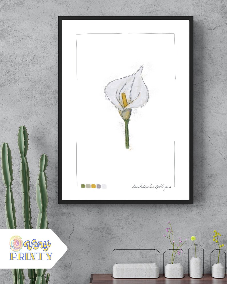 Printable Minimalist Watercolour Flowers up to A3 300 DPI Top Quality ...