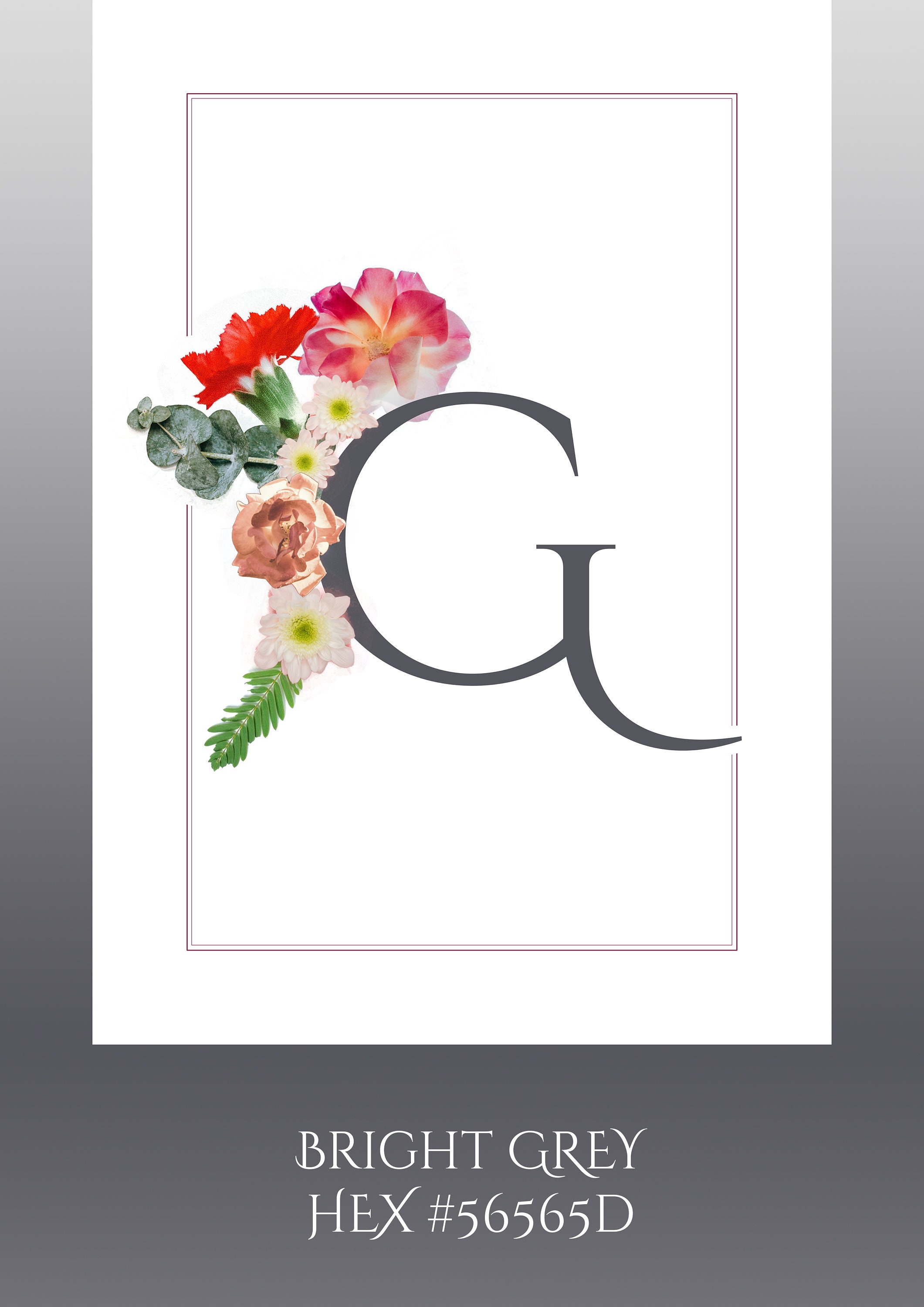 Printable Floral Letters in 5 Different Colors Ideal for Wall - Etsy