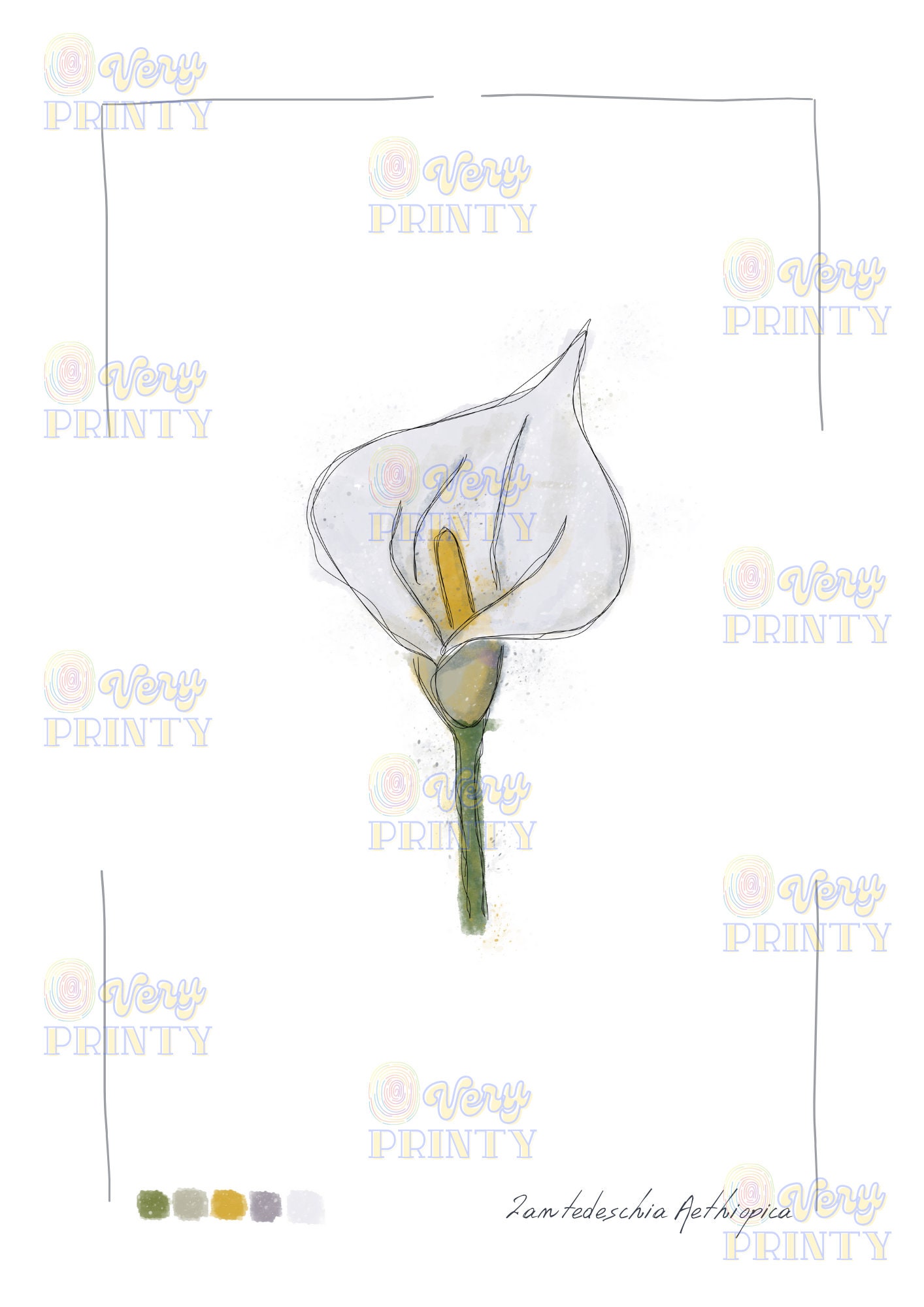 Printable Minimalist Watercolour Flowers up to A3 300 DPI Top Quality ...