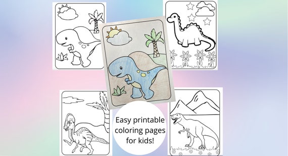 20 Cute Dinosaur Coloring Pages for Ages 2-6 Y/o t-rex | Etsy