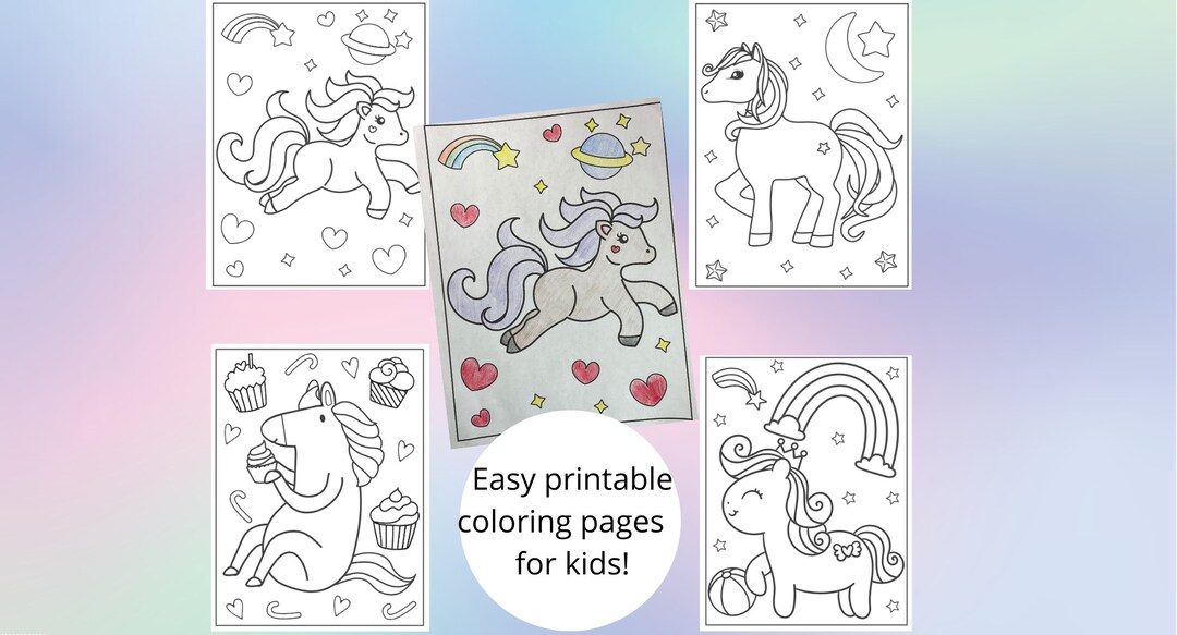 40 Pages of Pony Coloring Activities for Kids (2-6 Y/o) - Etsy