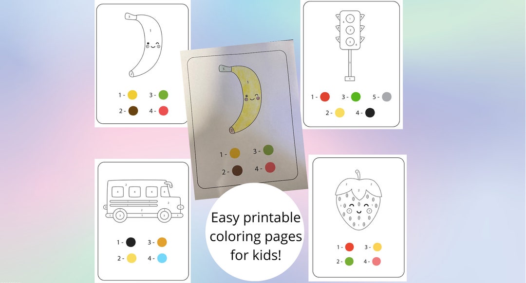 20 Pages of Common Items Color by Number Activity for Kids 2-6 Y/o - Etsy