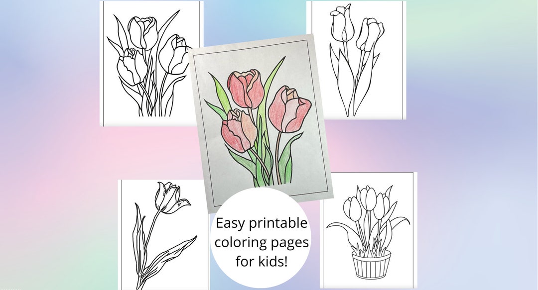 Beautiful Spring Tulips Coloring Activity for Kids 5-10 Y/o (20 Pages ...