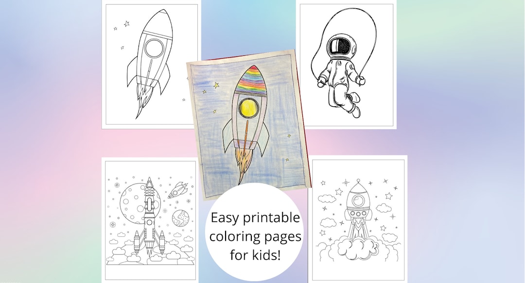 20 Pages of Rockets, Astronauts, and Pace Scene Coloring Pages for Kids ...