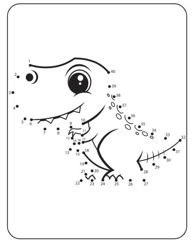 20 Pages for Dinosaur Dot-to-dot Activities for Kids (5-10 Y/0) (t-rex ...