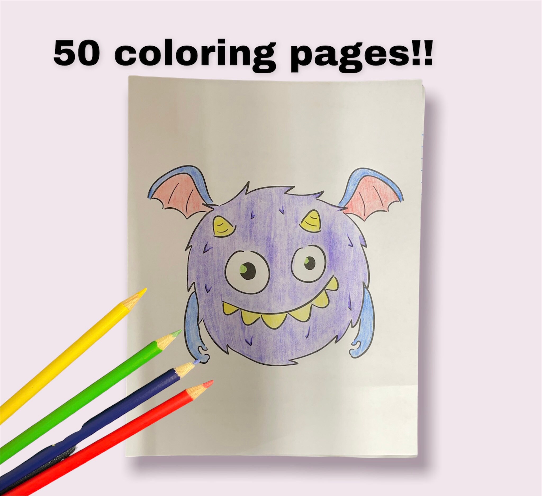 50 Pages of Friendly Monsters Coloring Pages for Children 2-6 - Etsy