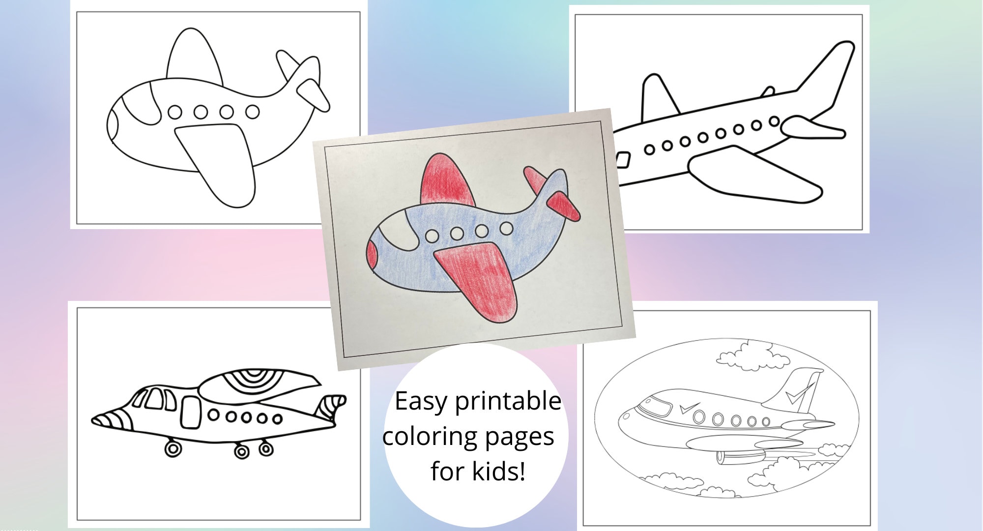 20 Pages of Plane Coloring Pages for Kids (2-6 Y/o) - Etsy Canada