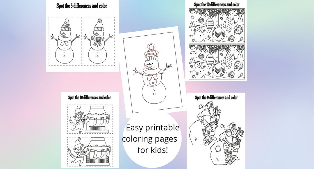 14 Pages of Spot the Differences Coloring Activities for Kids (5-10 Y/o ...