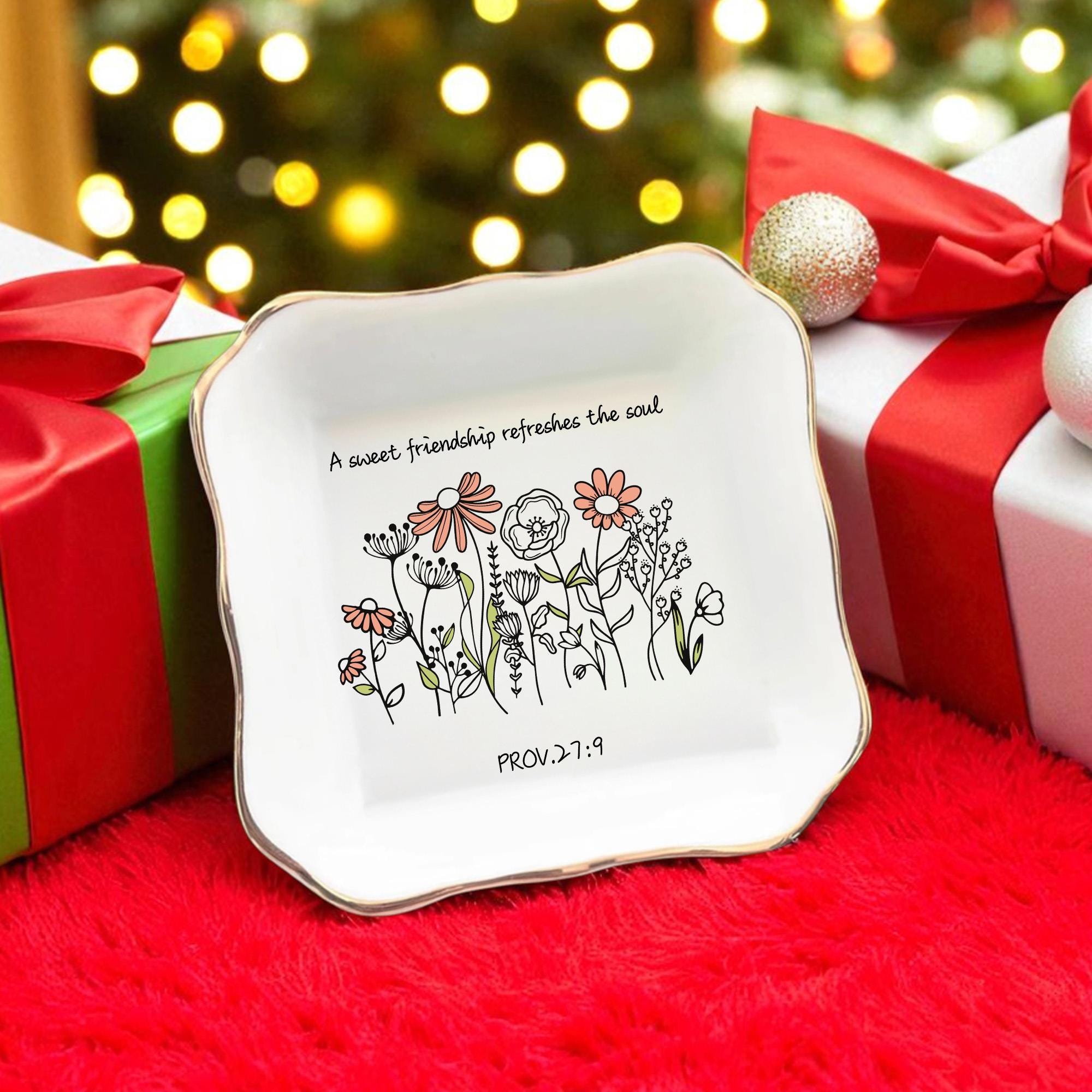 Floral Bible Verse Ring Dish – Christian Jewelry Holder, Personalized ...