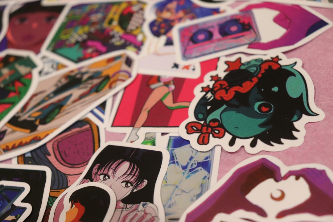 50 ANIME Aesthetic Punk Goth Sticker Pack, Bundle Anime Waifu Stickers ...
