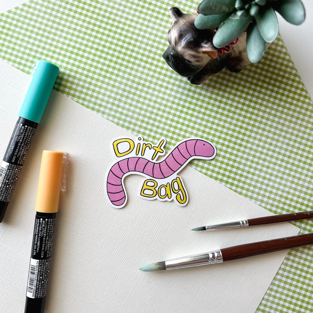 Dirt Bag Worm Vinyl Sticker, Earthworm, Animal Sticker, Fishing Gift ...