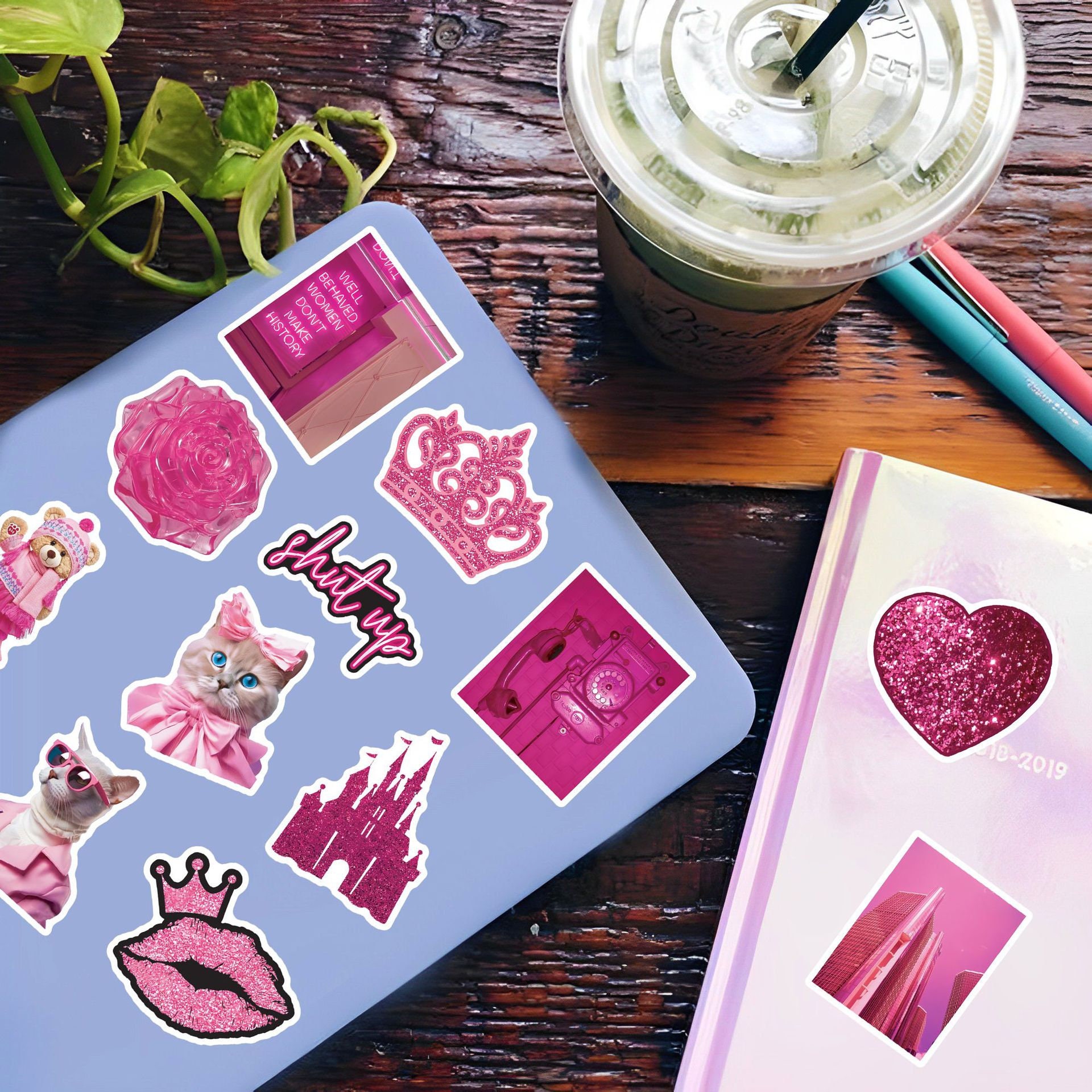 50 PCS Hot Pink Stickers for Adults, Waterproof Vinyl Stickers for ...