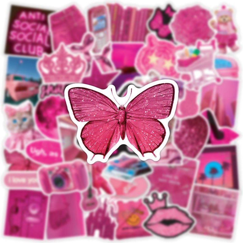 50 PCS Hot Pink Stickers for Adults, Waterproof Vinyl Stickers for ...