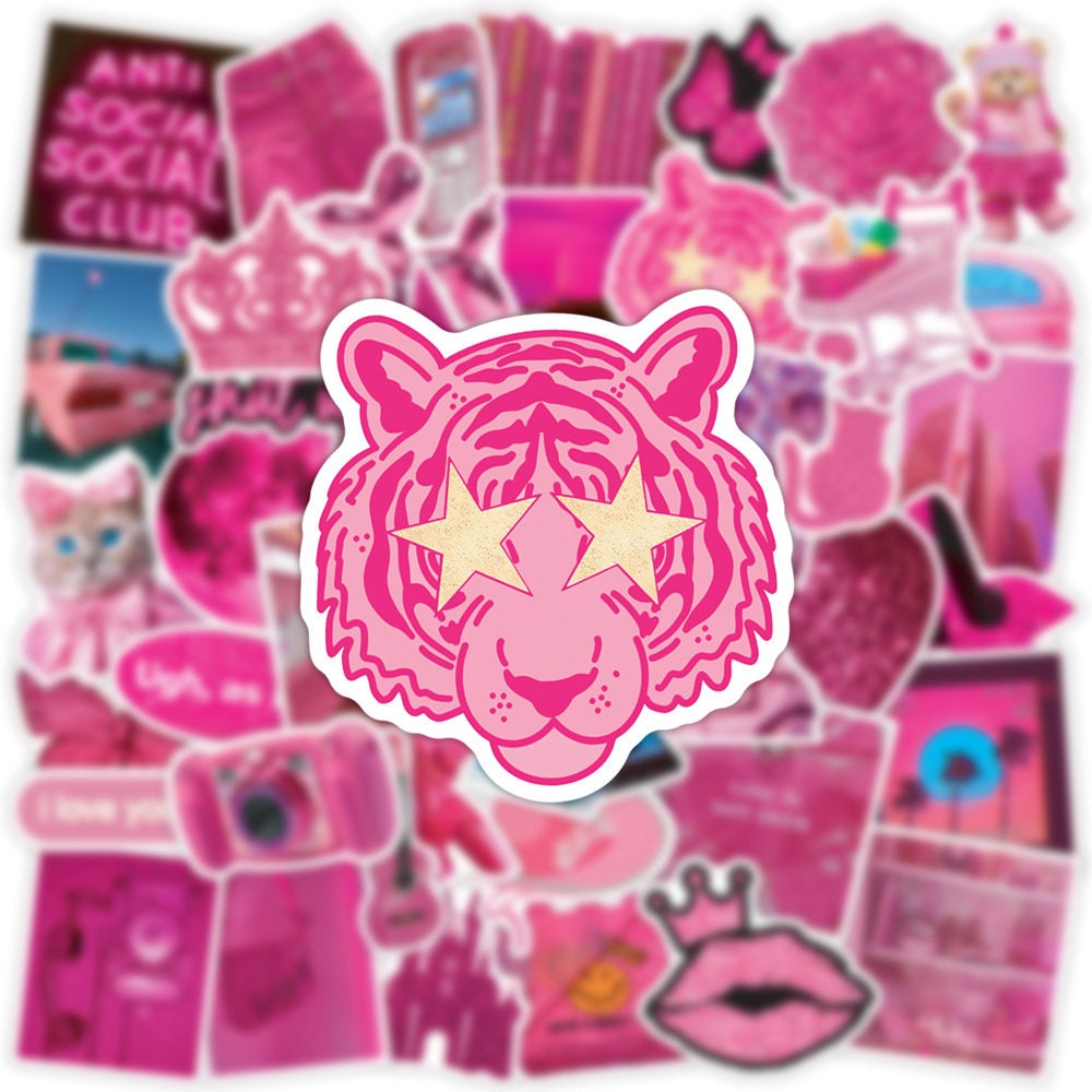 50 PCS Hot Pink Stickers for Adults, Waterproof Vinyl Stickers for ...