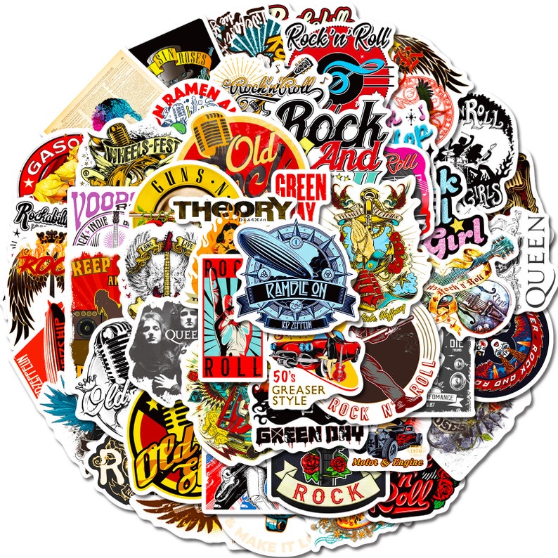 50 Pcs Rock Band Stickers Pack, Punk Rock and Roll Stickers,classic ...