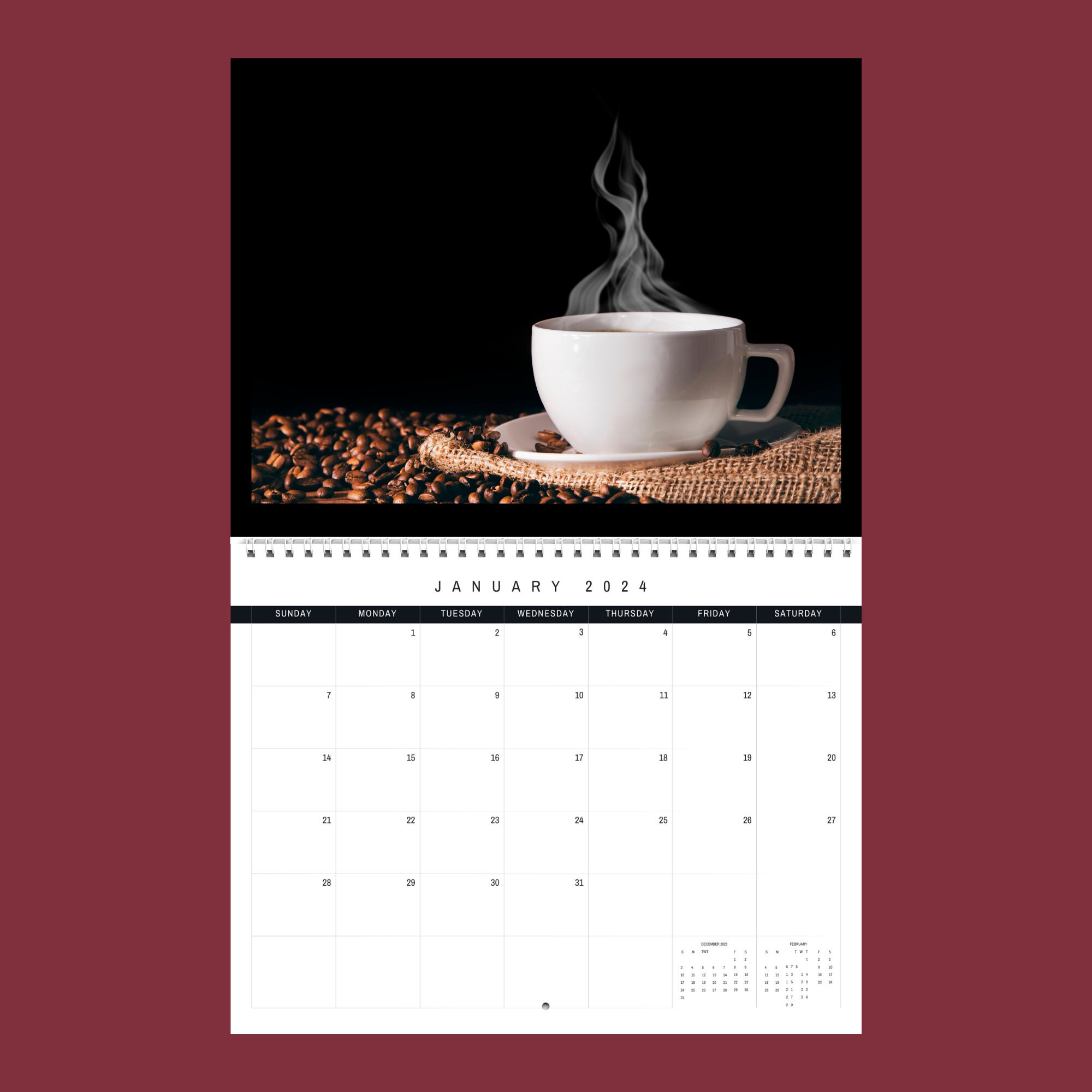 Coffee Calendar 2024 Gift Idea for Coffee Lovers Wall Calendar Present ...