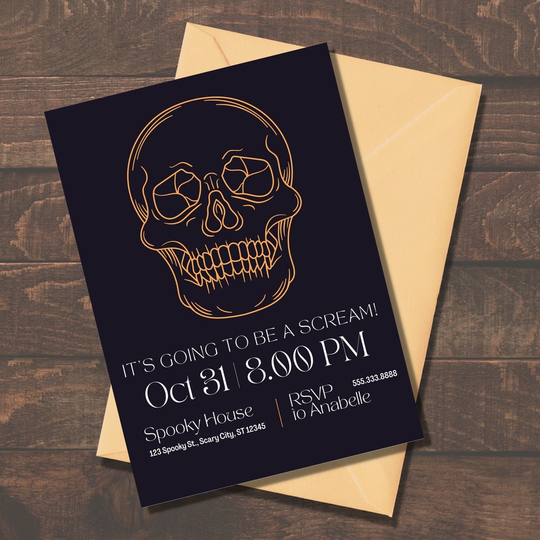 Skull Halloween Invitation Canva Template 5X7 Inches - Etsy