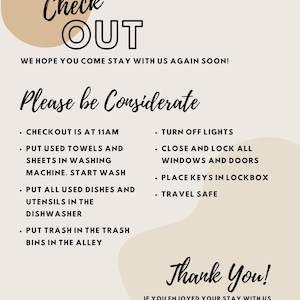 2 Page Airbnb Welcome Sign and Check Out Template | Welcome Guide ...