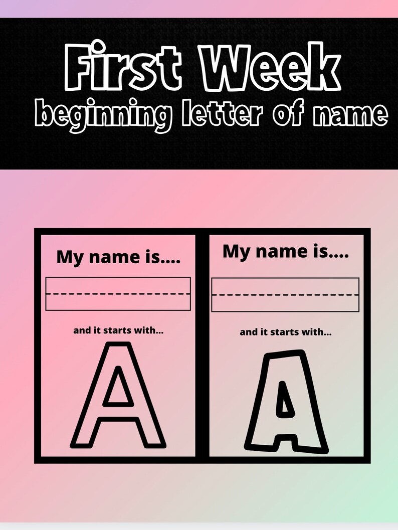 First Week of School Activity- Beginning Letter of Name - Etsy