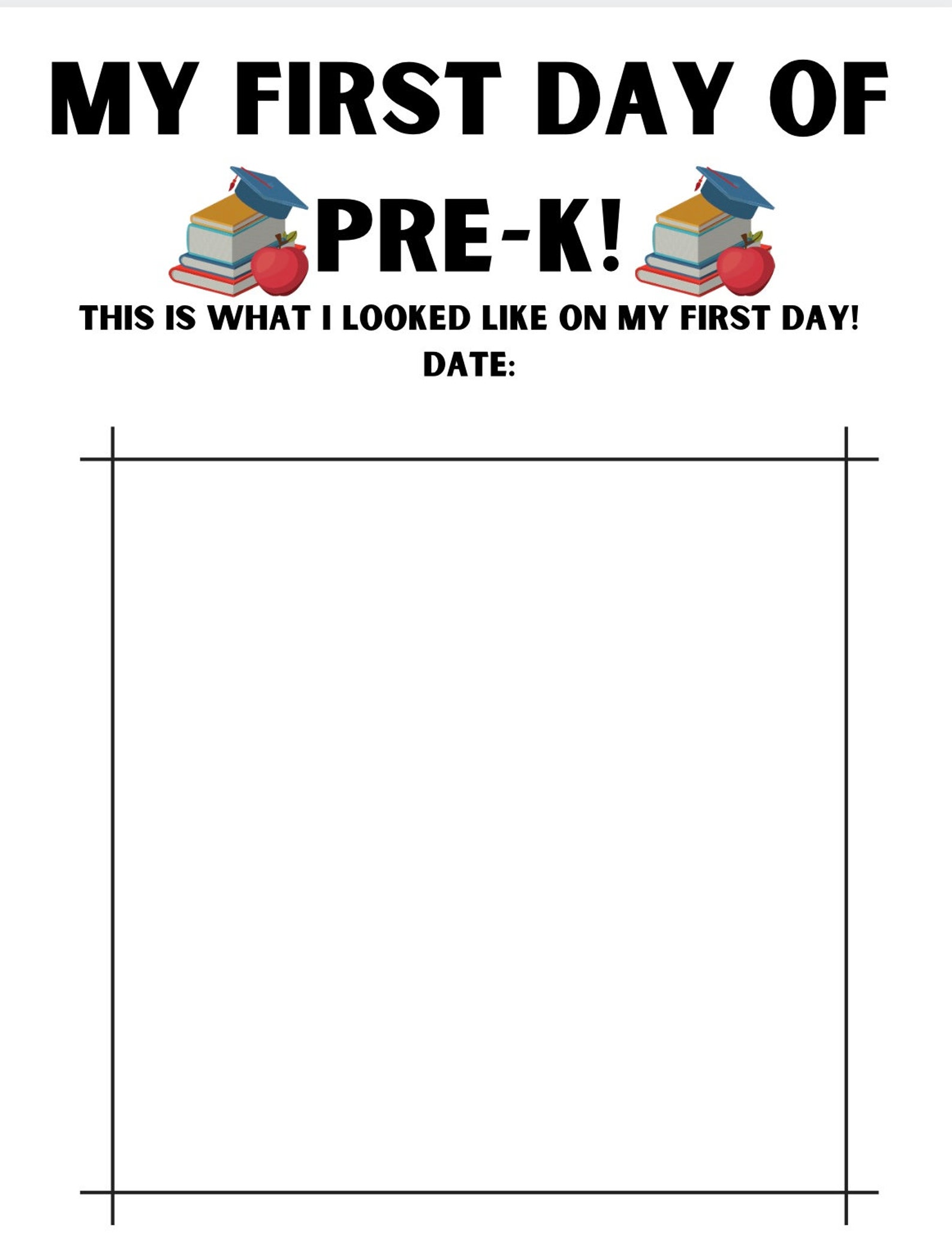 First Day of School Self Portrait Preschool-sixth Grade - Etsy