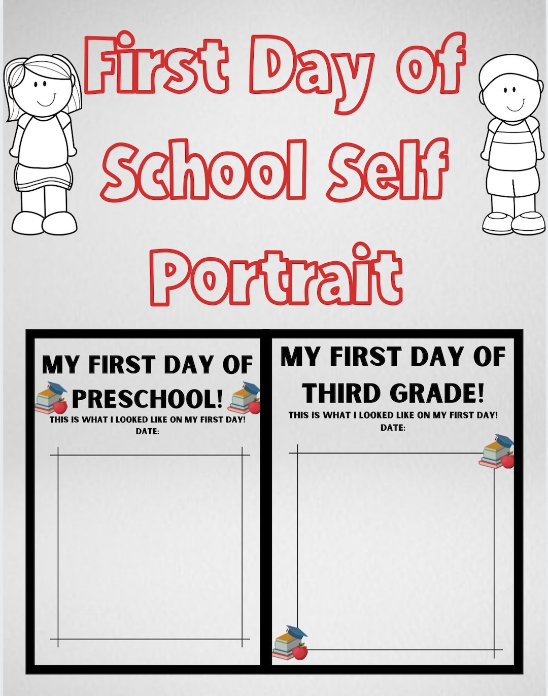 First Day of School Self Portrait- Preschool-sixth Grade - Etsy