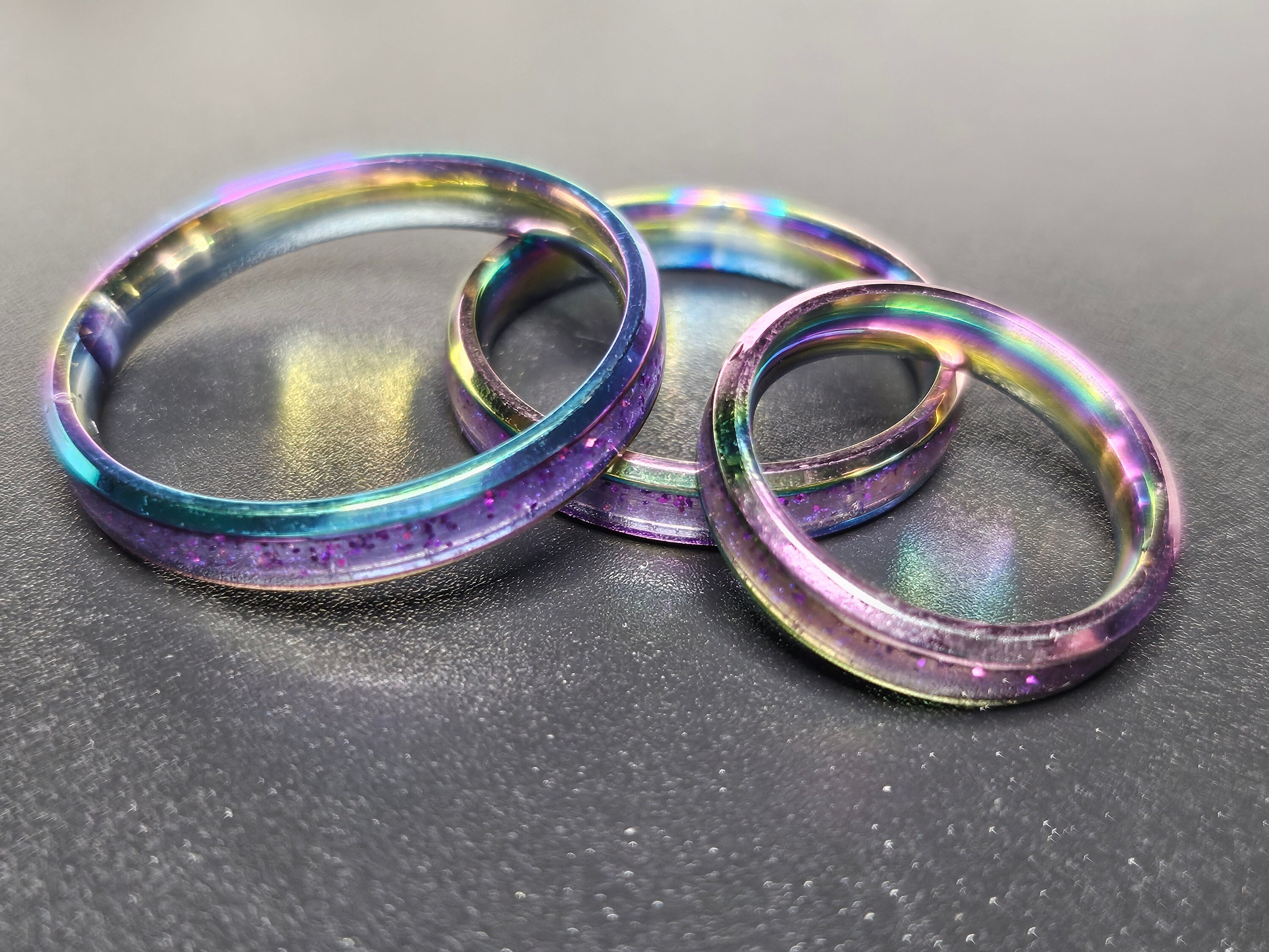 Stainless Steel Rainbow Ring - Etsy