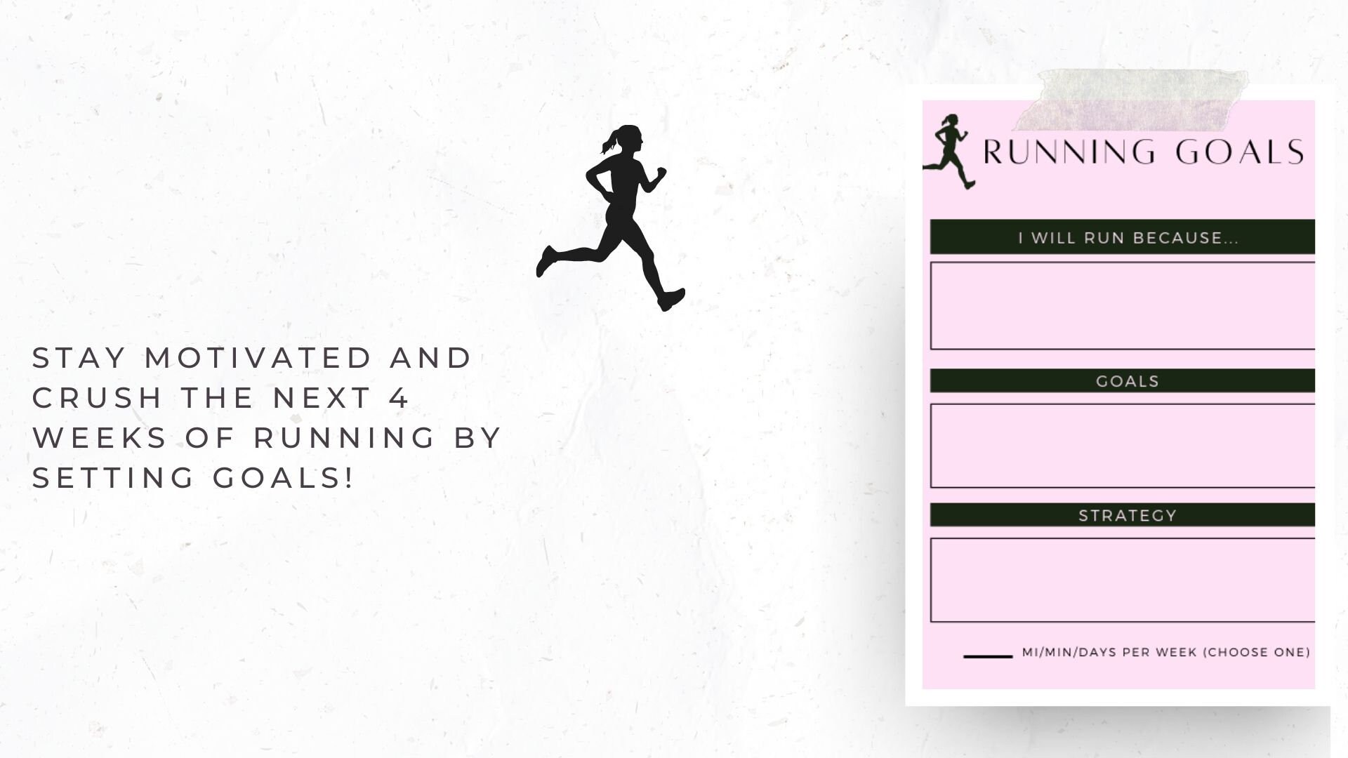 4 Week Printable Running Tracker / Create Your Own Running Program, Set ...