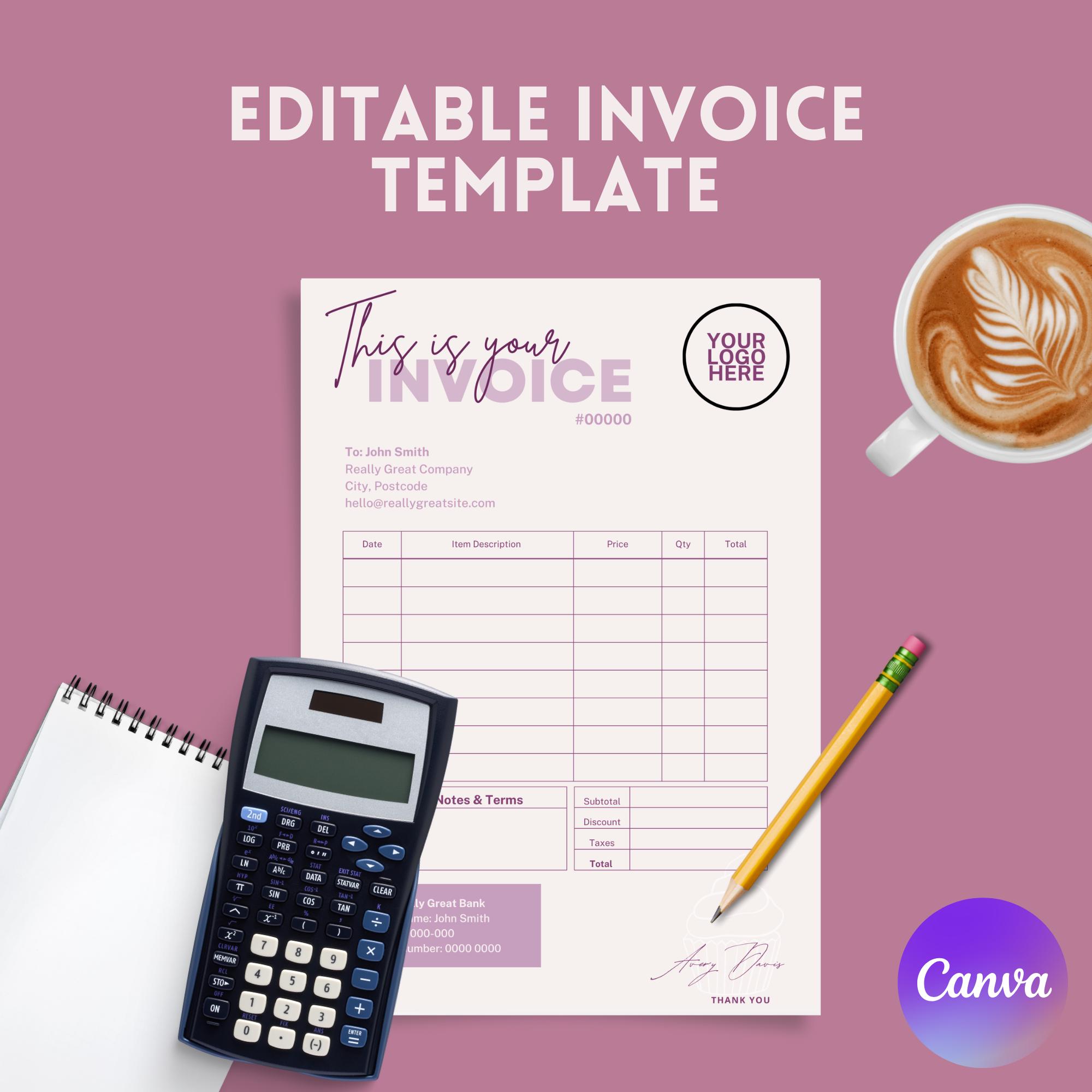 Editable Invoice Template for Canva: 8 Colors (digital Download) - Etsy