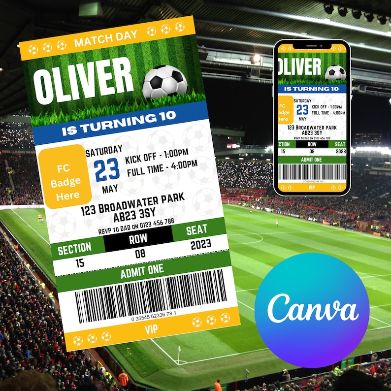 REAL MADRID PARTY Invitation | Football Party Invitation | Kids Soccer ...