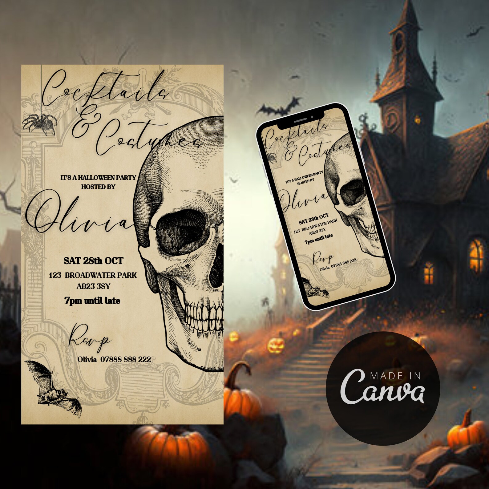 COCKTAILS and COSTUMES HALLOWEEN Party |halloween Party Invitation ...