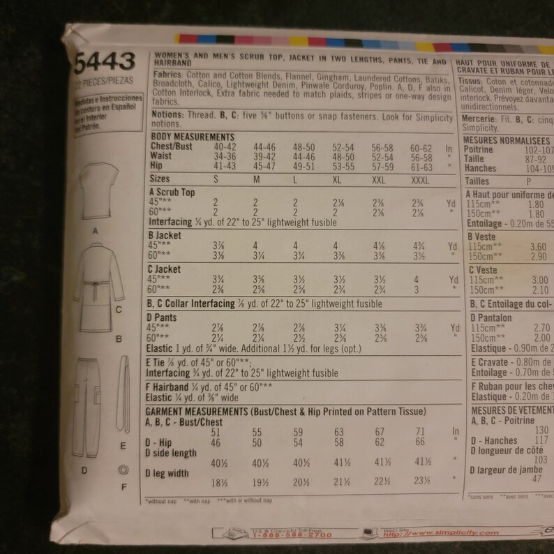 Simplicity 5443 Pattern, Simplicity Scrubs Pattern, Scrubs Jacket ...