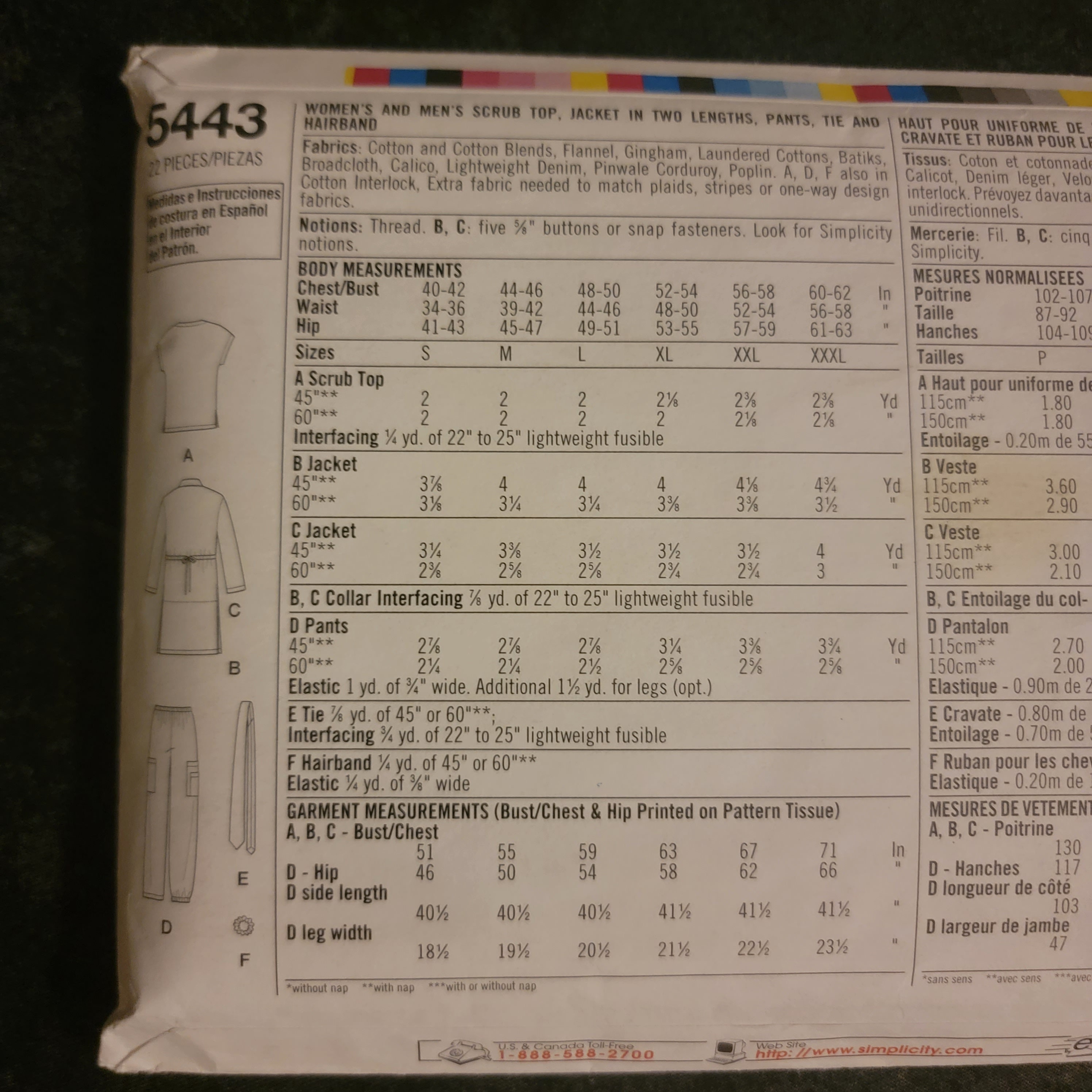 Simplicity 5443 Pattern, Simplicity Scrubs Pattern, Scrubs Jacket ...