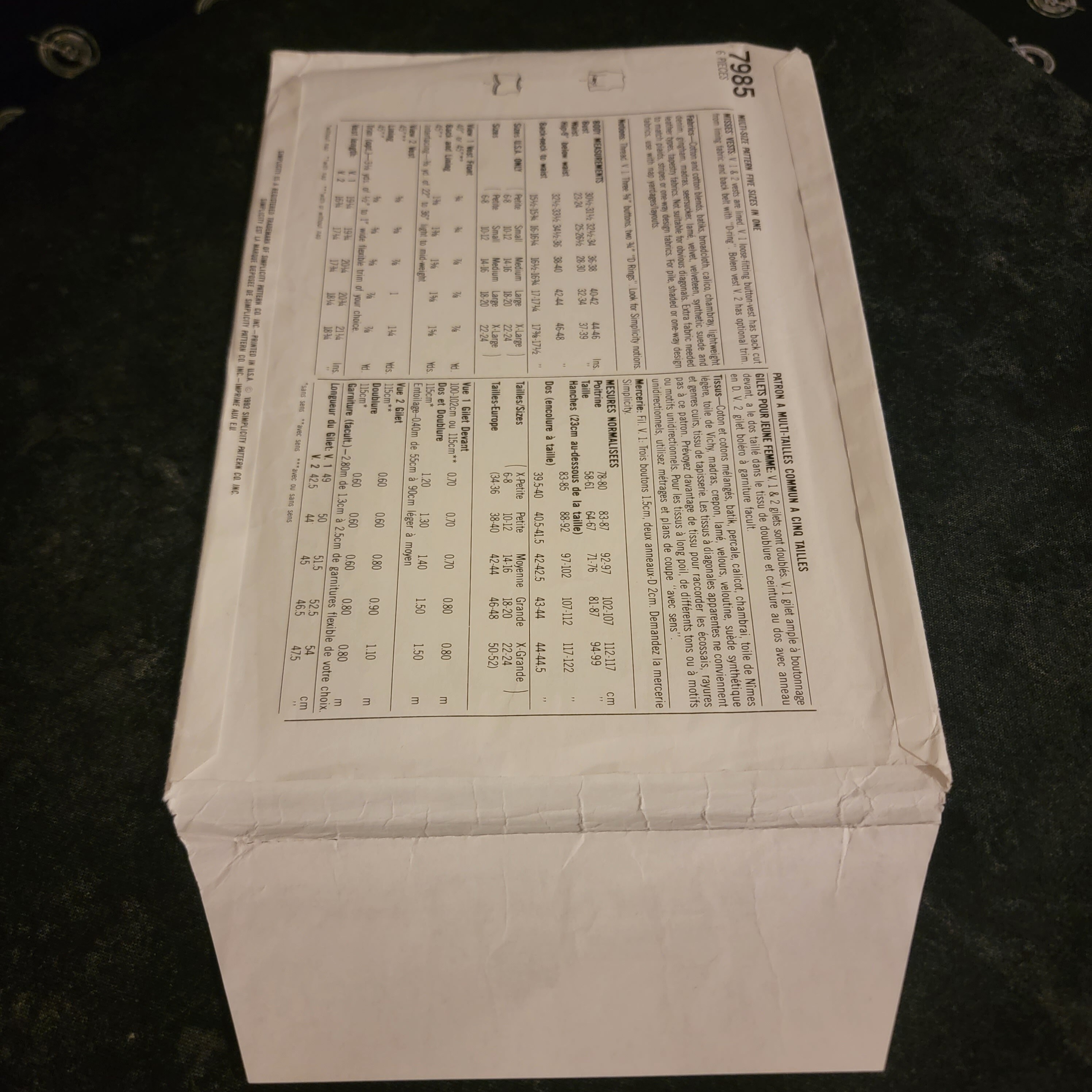 Simplicity 7985 Pattern, Simplicity Misses Pattern, Misses Vest Pattern ...