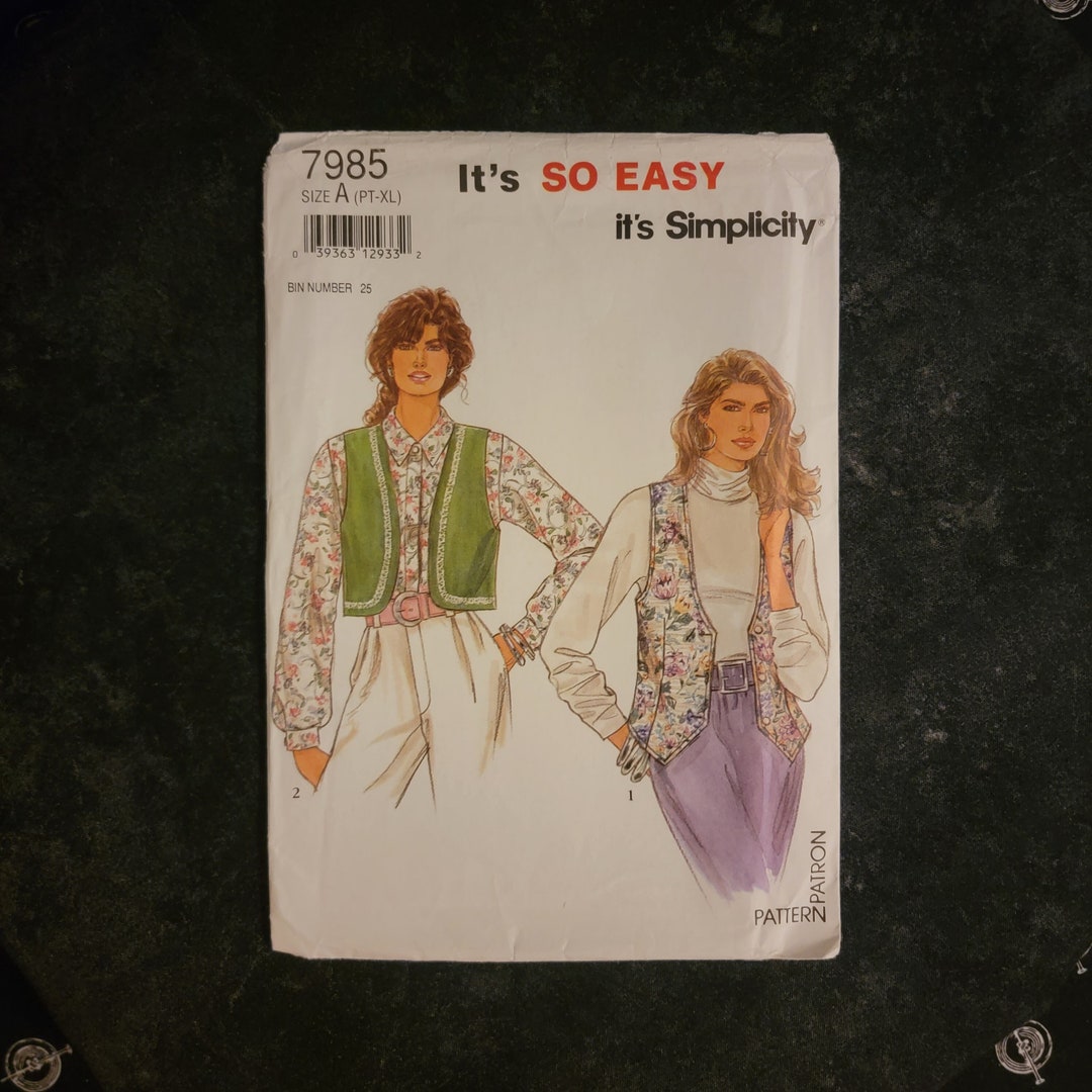 Simplicity 7985 Pattern, Simplicity Misses Pattern, Misses Vest Pattern ...