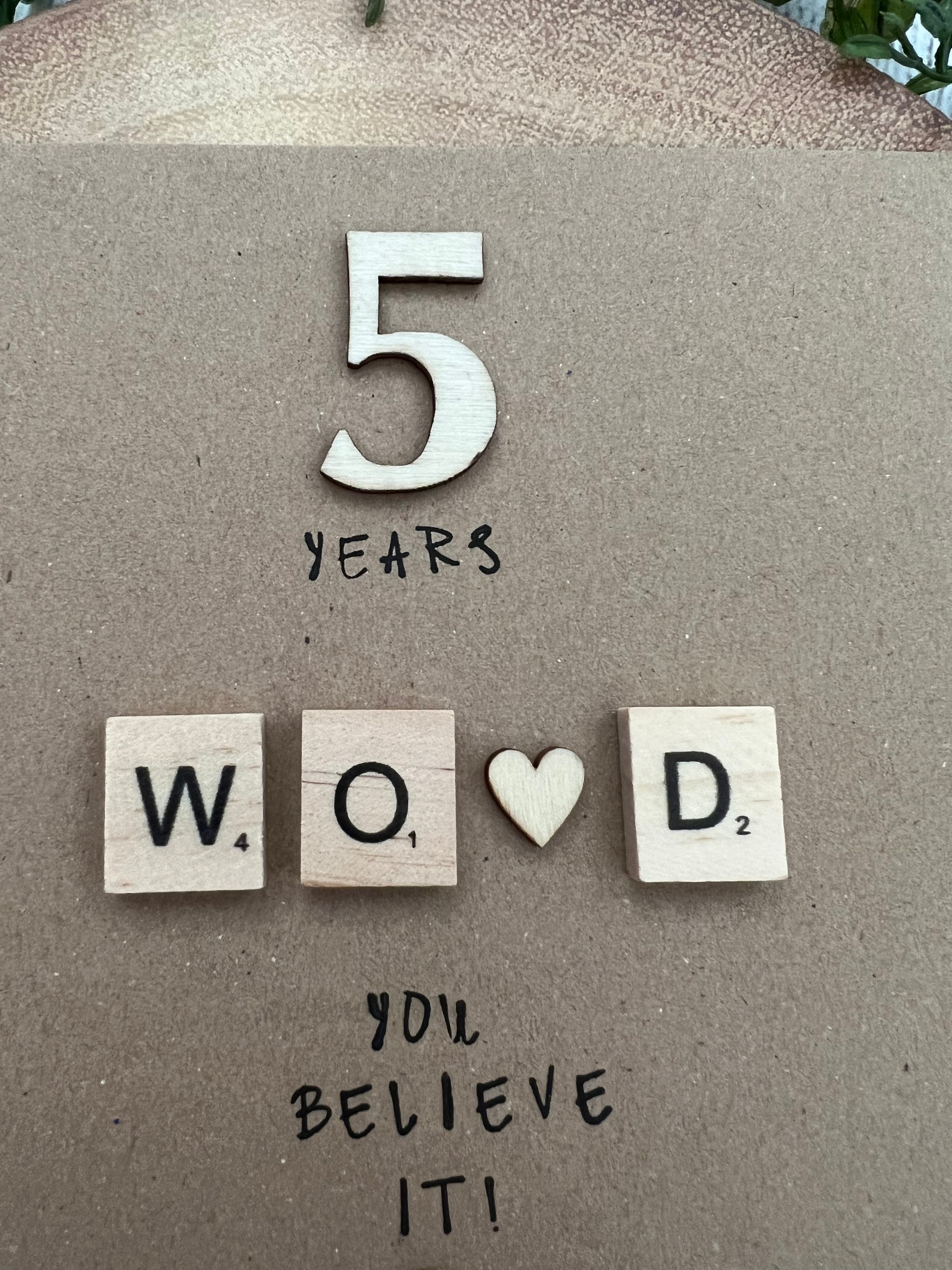Anniversary Greeting Card, 5 Year Anniversary Card, Wood Anniversary ...