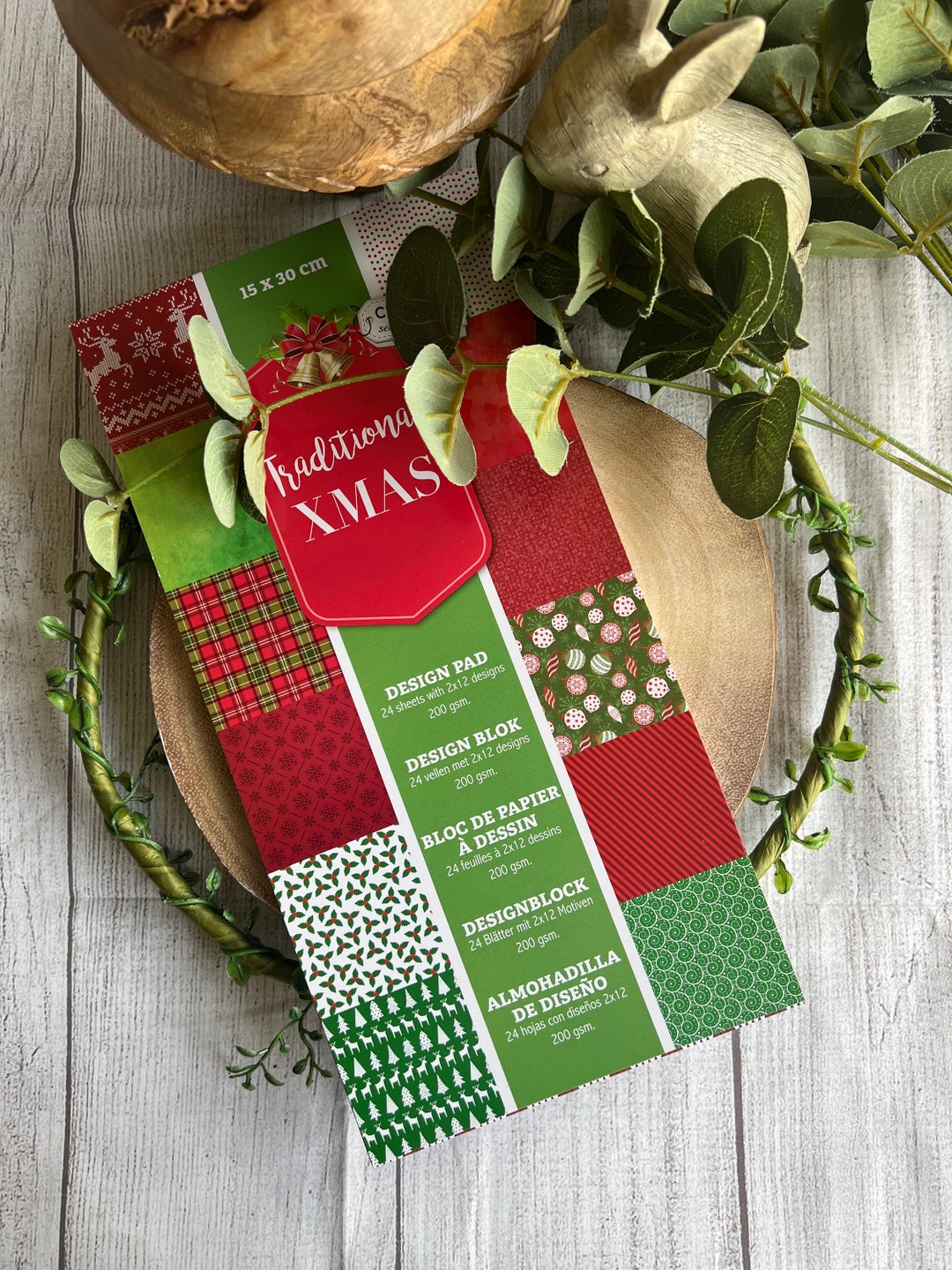 Traditional Colours Christmas Themed Paper Pad, Card Making Paper Pad ...