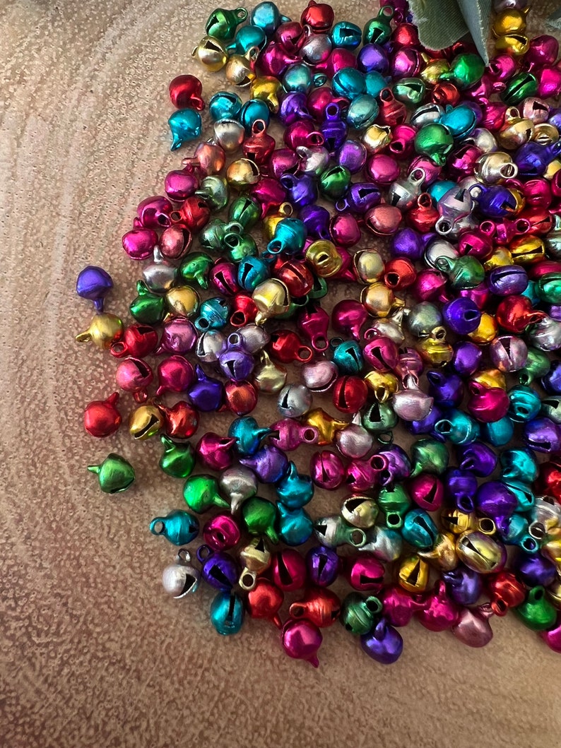 Bright Coloured Bundle of 100 Teeny Tiny Bell Embellishments, Craft ...