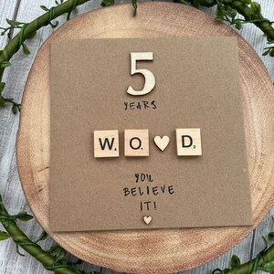 Anniversary Greeting Card, 5 Year Anniversary Card, Wood Anniversary ...
