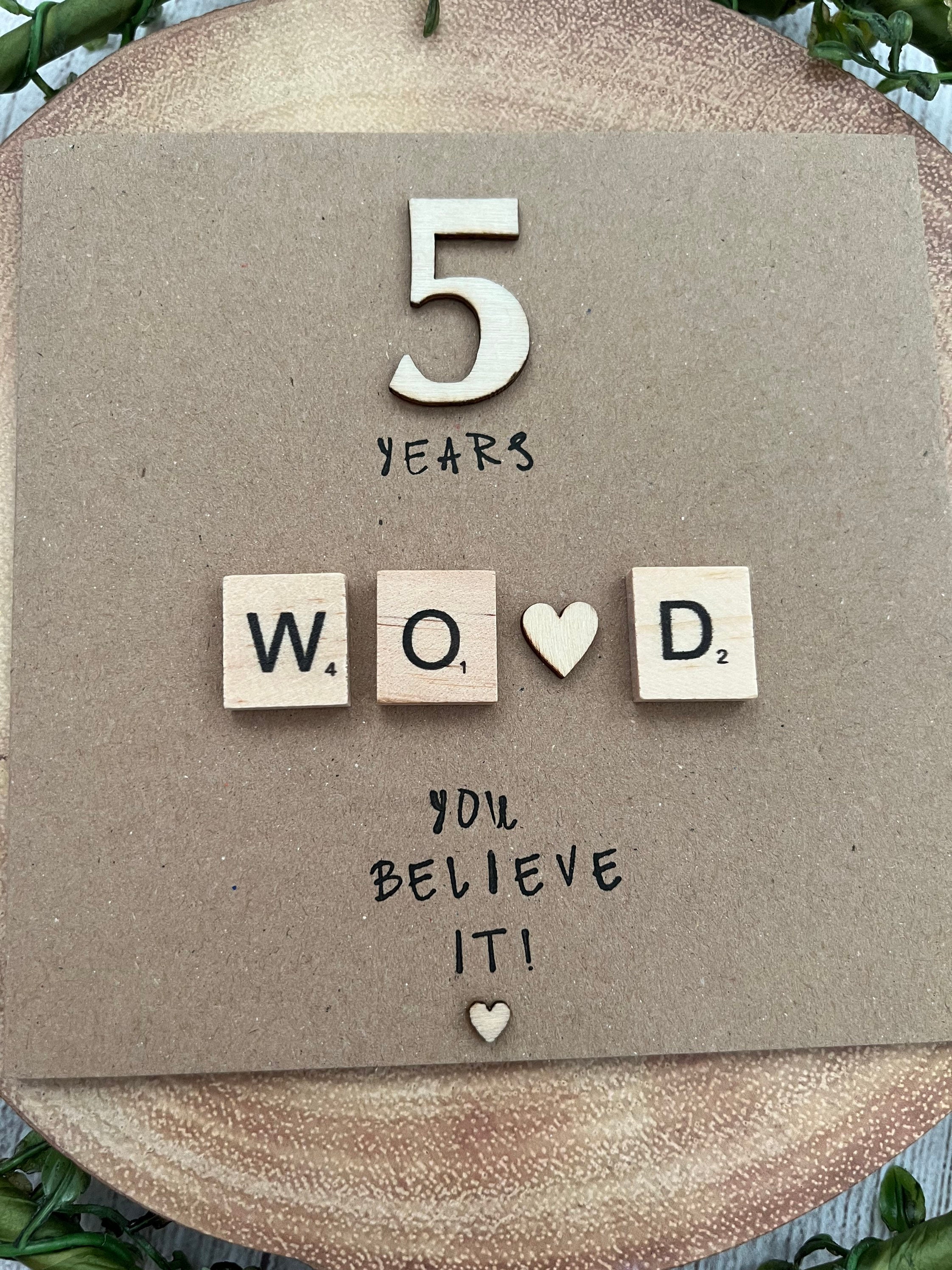 Anniversary Greeting Card, 5 Year Anniversary Card, Wood Anniversary ...