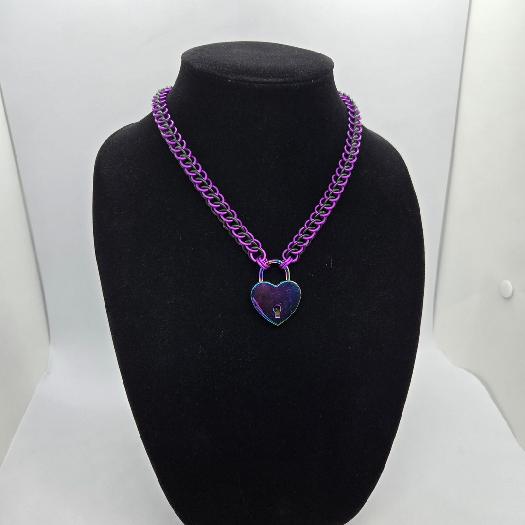 Heart Lock Choker / Heart Locket Necklace / Lock and Key Necklace - Etsy