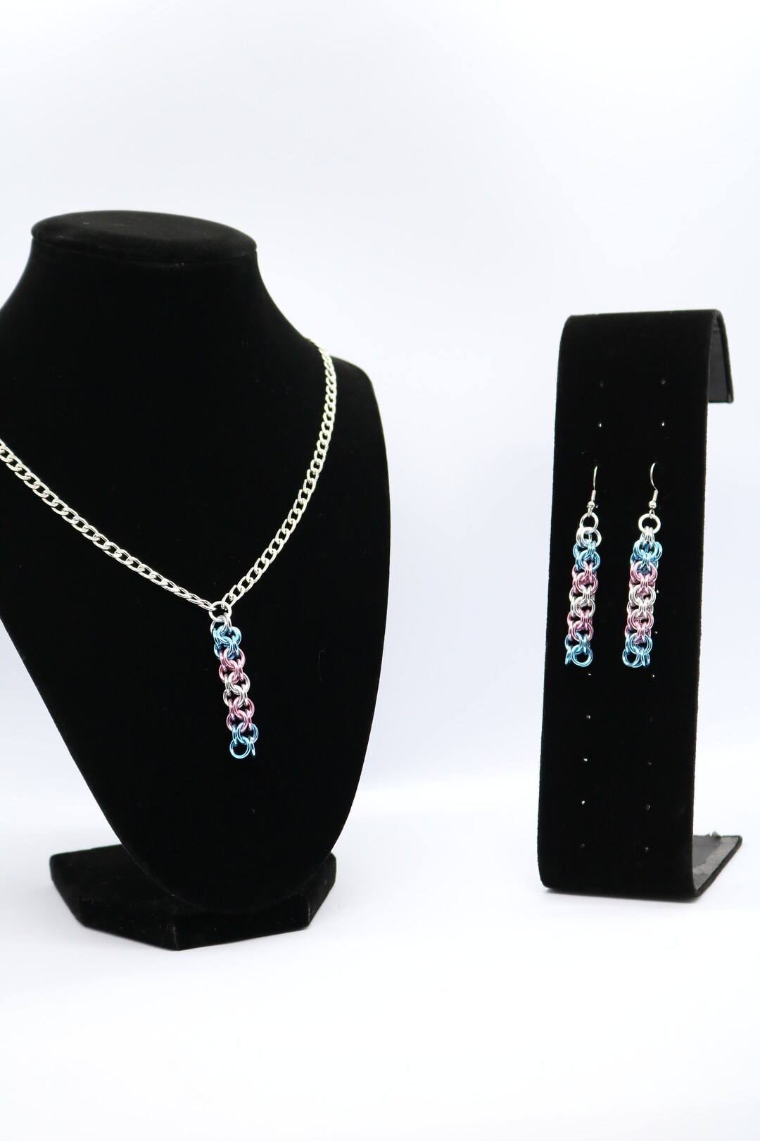 Transgender Pride Flag Chain Pendant Necklace and Earrings Set - Etsy