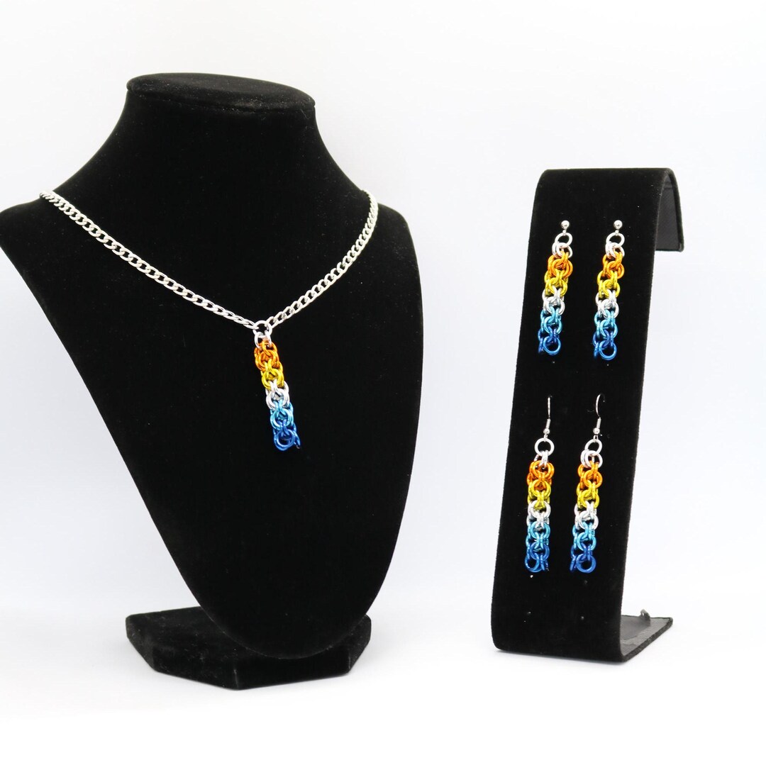 Aroace Pride Flag Chain Pendant Necklace and Earring Set - Etsy