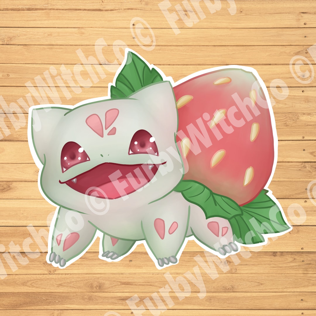Strawberry Bulbasaur Full-color Sticker Vinyl Sticker Pokemon Stickers ...