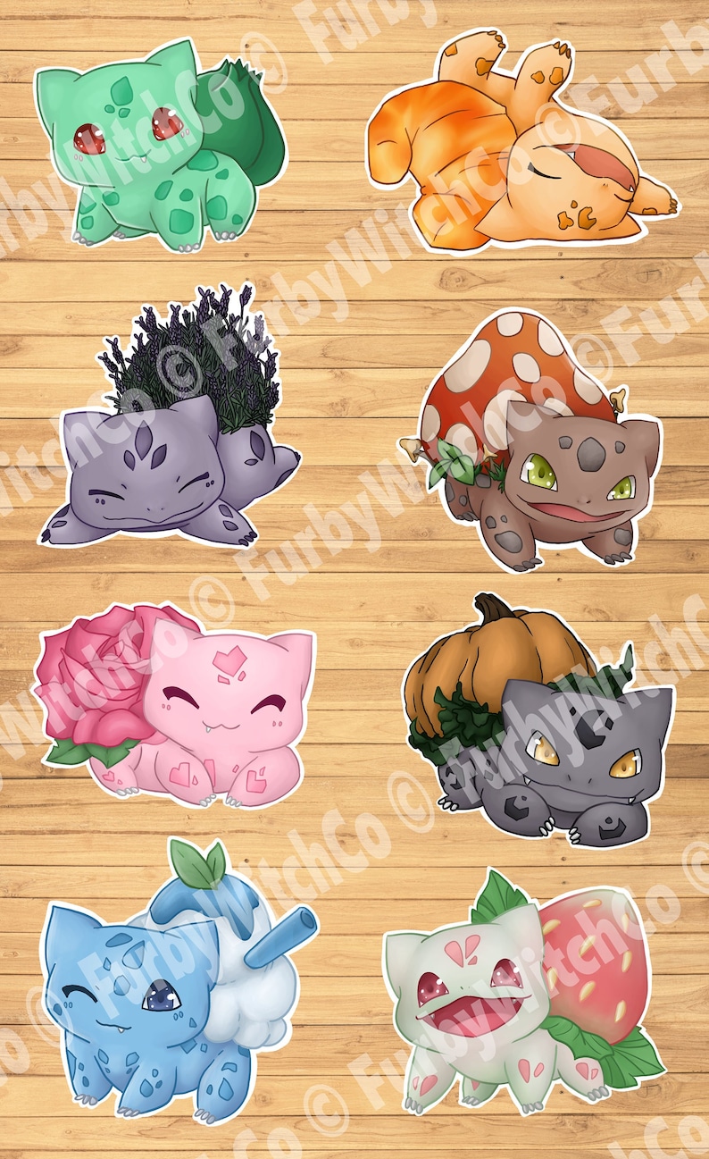 Bulbasaur Seasonal Set Full-color Stickers 8 Vinyl Stickers Pokemon ...