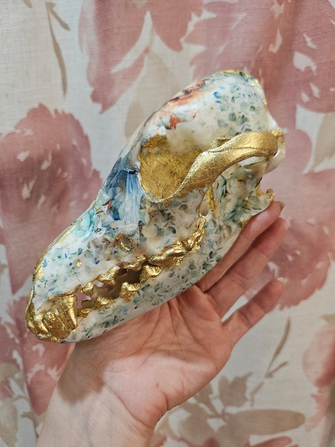 Aesthetic Floral Lady Coyote Skull With Gold Leaf - Etsy