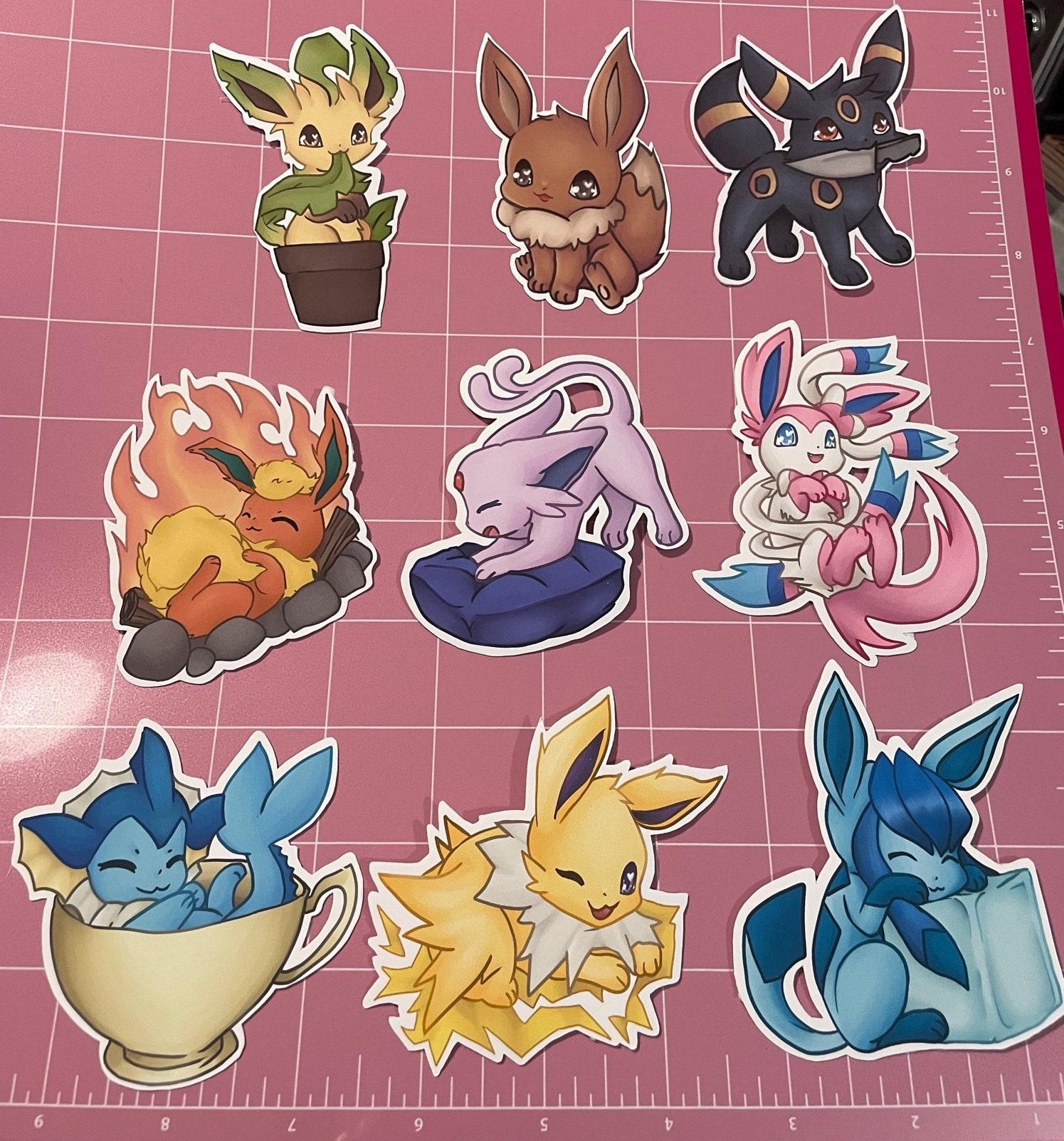 Eevee Evolutions Sticker Set Eeveelutions Full-color Vinyl Sticker Pokemon Stickers Eevee ...