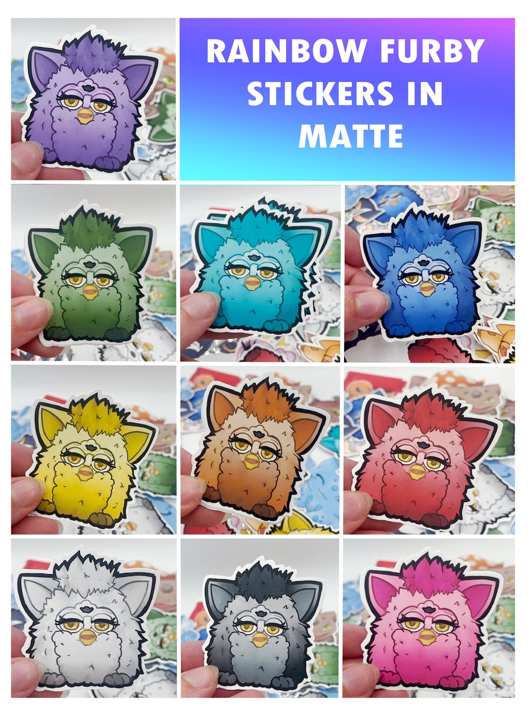 Furby Sticker | Full-color Vinyl Sticker| Rainbow Set or Individual ...