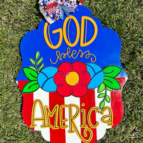 God Bless America Door Hanger Etsy